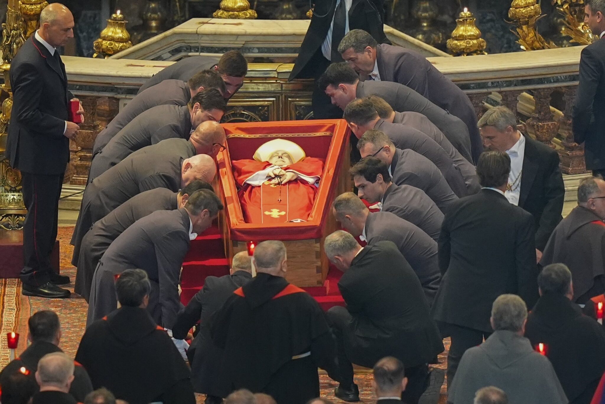 Prayer, pilgrims accompany pope’s body to basilica - OSV News